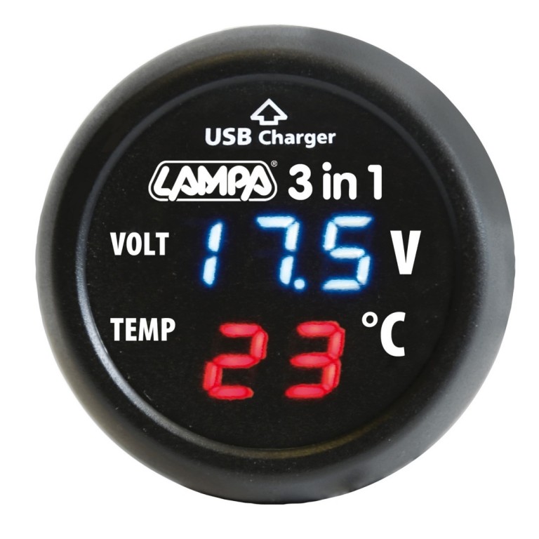 ΒΟΛΤΟΜΕΤΡΟ ΜΠΑΤΑΡΙΑΣ SMART-PLUG 3 in 1 12/24V 2,1A (ΜΕ ΘΕΡΜΟΜΕΤΡΟ ΚΑΙ ...